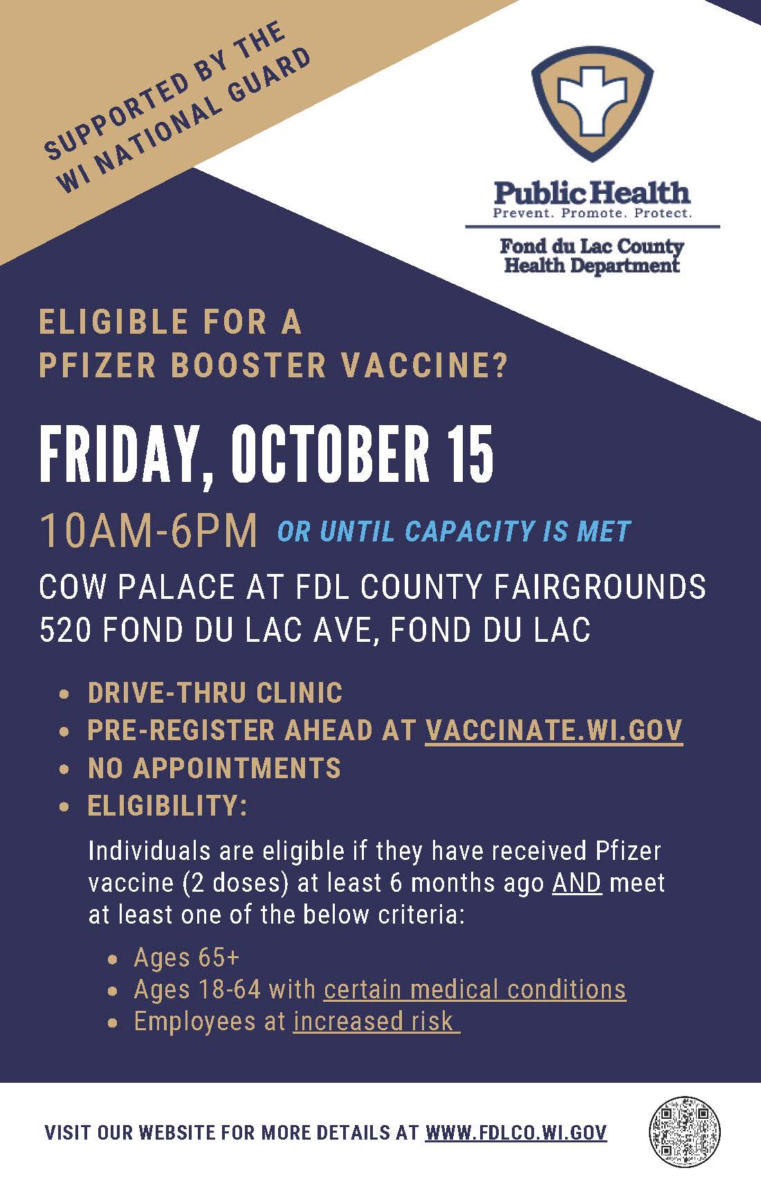 PFIZER COVID-19 BOOSTER DRIVE-THRU CLINIC - Envision Greater Fond du Lac