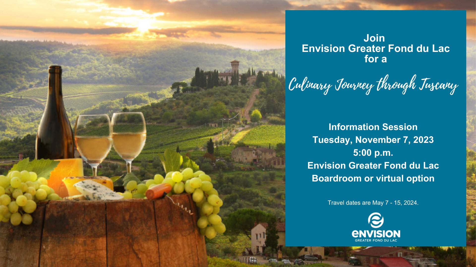 Envision Greater Fond du Lac to host A Culinary Journey Through Tuscany ...